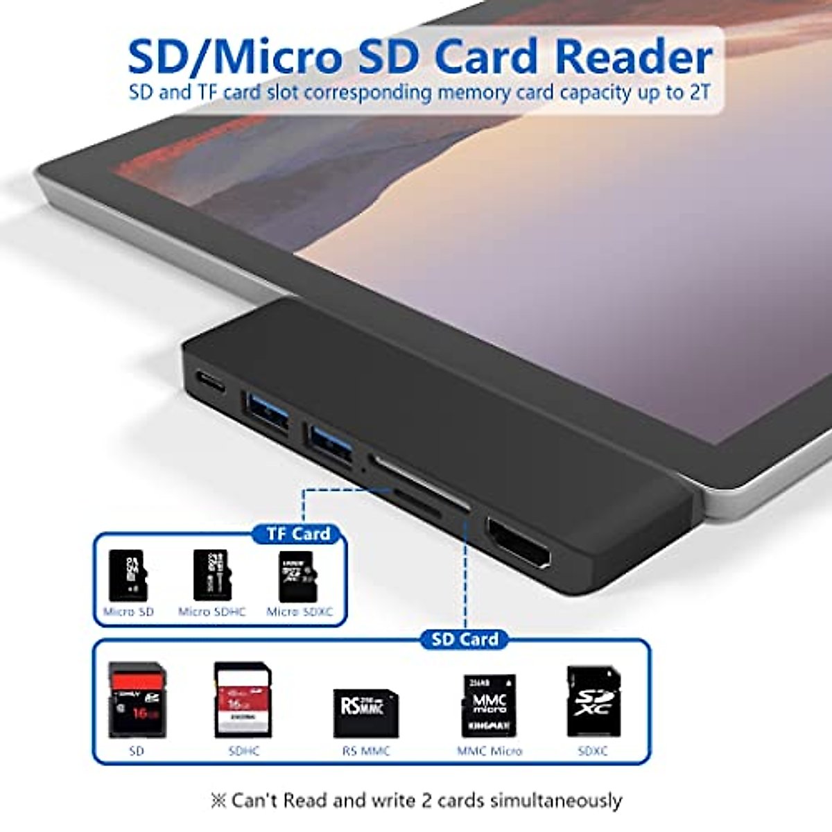 Microsoft Docking Station,6-in-2 USB C Surface Pro 7 Hub with 4K HDMI Adapter+ USB C Port（Audio & Data）+2 USB 3.0 Port +SD/TF Card Reader,Converter Combo Adaptor for Surface Pro 7