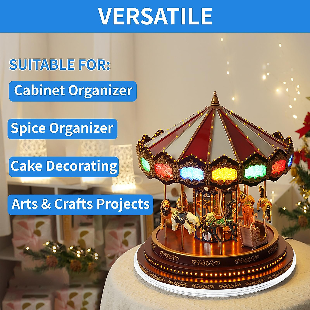 TamBee 2PC 6 inch Lazy Susans Turntable Organizer White Acrylic for Spice Rack Table Cake Kitchen Pantry Decoratin