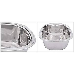 Characin Stainless Steel Dishpan Basin Dish Washing Bowl Bucket Basket Portable Tub Rack (Rounded Rectangle)