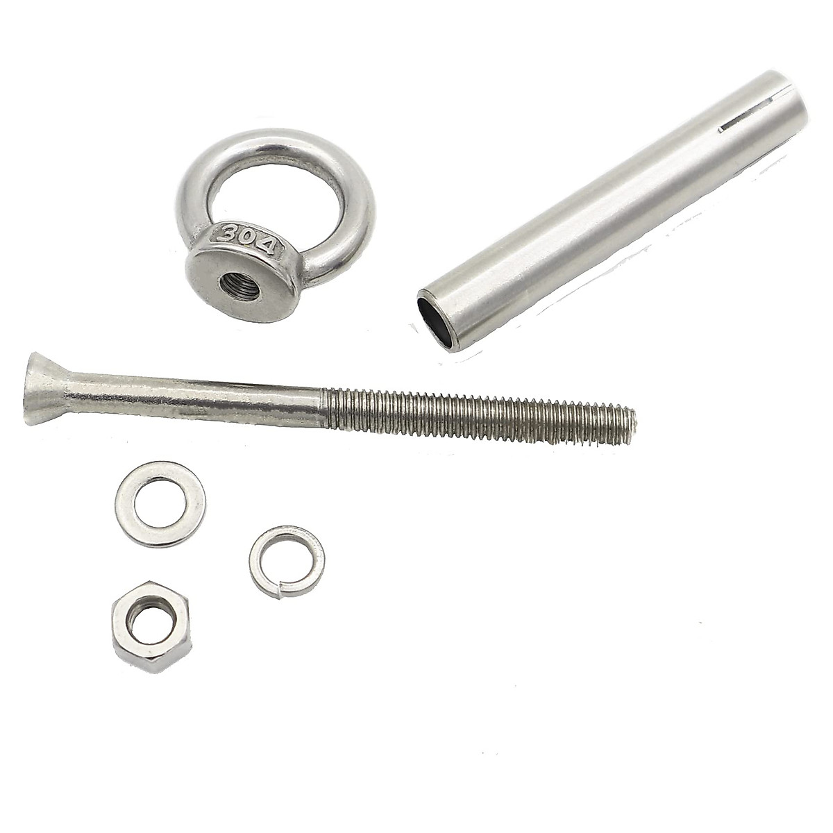 Expansion Eyebolt M6 X 80mm，5pcs Expansion Bolts 304 Stainless Steel Ring Lifting Bolt with Eye Anchor Concrete Heavy Duty Ring Screw Closed Hook Anchor Bolt，Concrete Eye Bolt