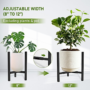 Blvornl Adjustable Plant Stand, Mid-Century Modern Metal Plant Stand 3 Legs Heavy Duty for 8"-12" Plant Pot, Flower Potted Plant Holder Display for Indoor and Outdoor(Black, Excluding Potted Plant)