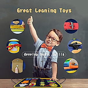 VARANO Busy Board Montessori Toy for 1 2 3 4 Year Old - Educational Toddler Activity Sensory Board for Fine Motor Skills - Travel Toy for Airplane Car, Gift for Toddlers Boys Girls