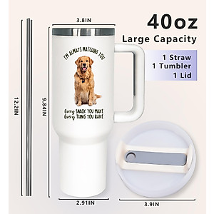 EchoMaven Golden Retriever 40oz Tumbler - Christmas and Birthday Gift for Dog Lovers, Mom, Dad, and Owners - White