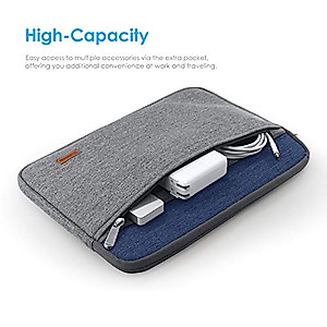 LENTION Water Repellent Fabric Sleeve Case Compatible with MacBook Pro 15, Chromebook 15, Surface Book 15, More 15 Inches Laptops & Tablets (Gray & Blue)