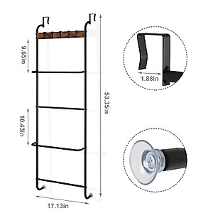 Over The Door Towel Rack, Bath Back Door Towel Bar Hanger with Hooks, 5-Tier Door Towel Rack Holder for Bathroom Farmhouse Living Room