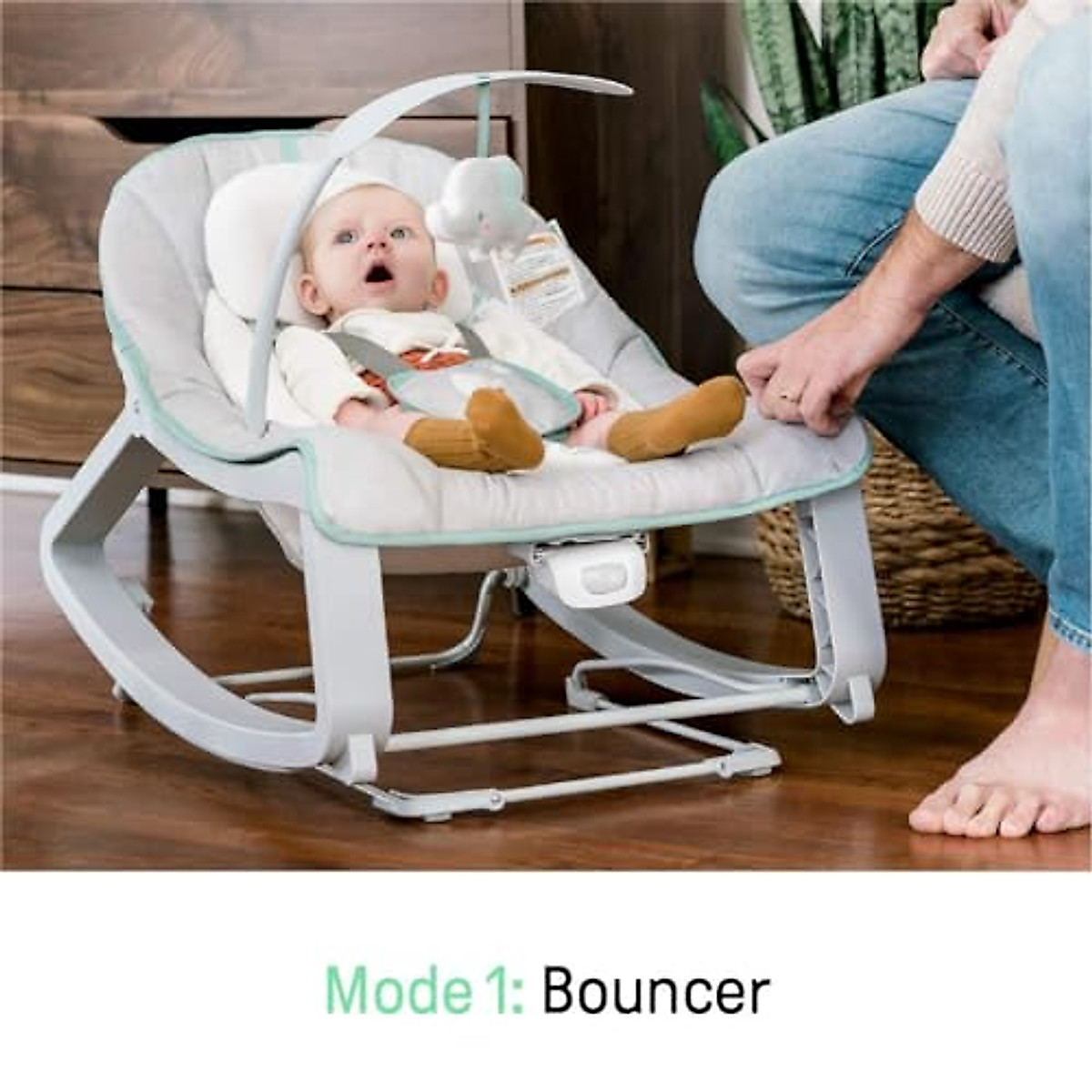 Ingenuity Keep Cozy 3-in-1 Grow with Me Vibrating Baby Bouncer, Seat & Infant to Toddler Rocker, Vibrations & -Toy Bar, 0-30 Months Up to 40 lbs (Weaver)