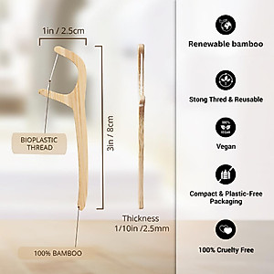 BOONBOO Bamboo Dental Floss Picks, 20 Counts