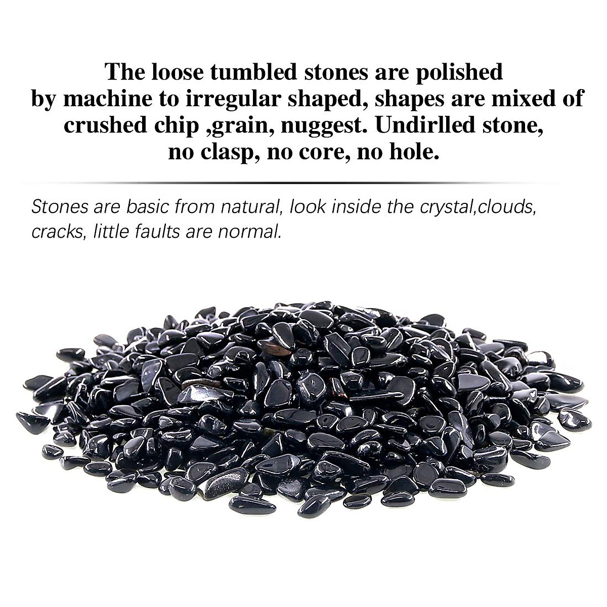 Swpeet 1 Pound Black Agate Small Tumbled Chips Stone Ruby in Fuchsite Tumbled Chips Stone Crushed Pieces Irregular Shaped Stones 0.3-0.5 inch (About 455 Gram) (Black Agate)