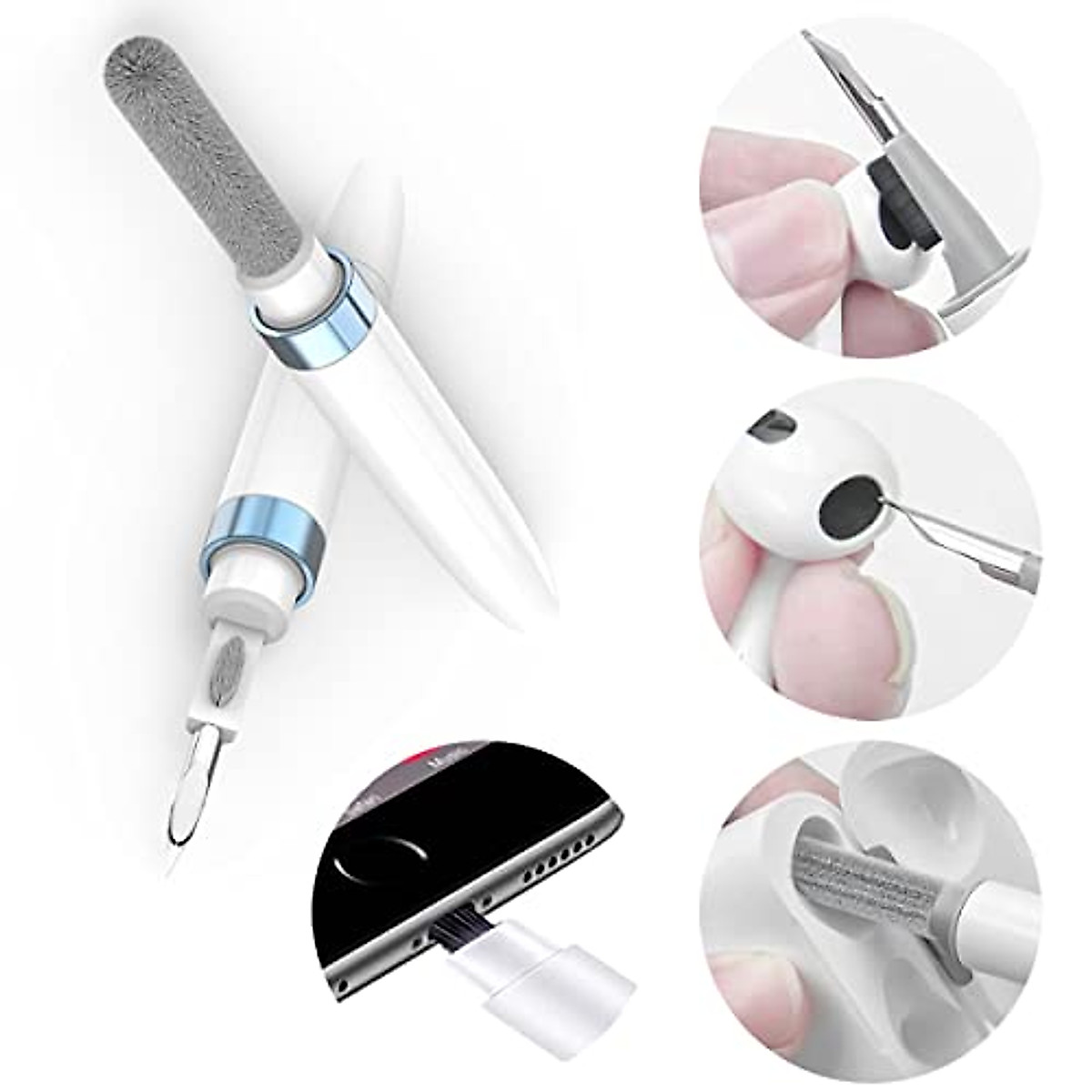 SIREG Bluetooth Earbud Cleaning Pen, in-Ear Earphone Cleaning Soft Dust Brush Pen for Cleaning Ear Wax, Dust in Bluetooth Headphone Case, Camera and Cellphone