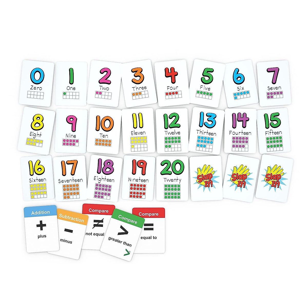 Number Slap Jack a Math Card Game for Kids Ages 4 and Up | The Easy Way to Learn Numbers 0-20 | 4 Fun Ways to Play | Featuring Ten Frames and Operator Cards ,+,-,= | PreK - 1st Grade