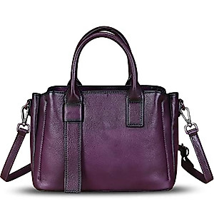 Genuine Leather Satchel for Women Top Handle Bags Handmade Purse Vintage Crossbody Handbags Retro Leather Hobo Bag (Purple)