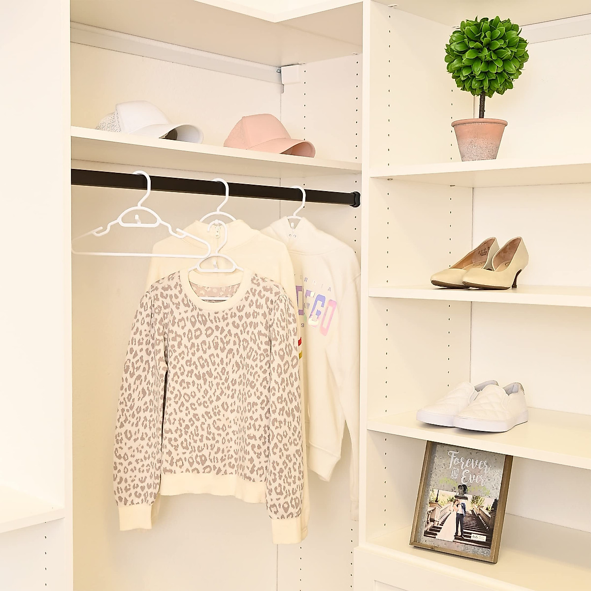 30 Pk Youth Petite Plastic Hangers for Children Clothes Sizes 8 to 12, Petite, Preteen, Junior, 30 Pack (White)