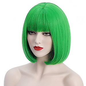Bopocoko Green Wig Light Green Wigs for Women St Patricks Day Short Green Bob Wig with Bangs Natural Soft Green Wig BU239LGR