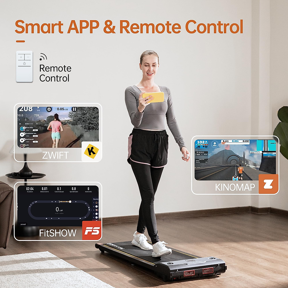 HOTSYSTEM Under Desk Treadmill, Walking Pad for Home/Office, Portable Walking Treadmill, Walking Jogging Machine with APP and LED Display