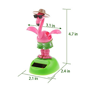 YGMONER Flapping Wings Flamingo Solar Powered Hawaii Style Shaking Ornaments Car Dashboard Dancer Bobble Head (Flamingo A)