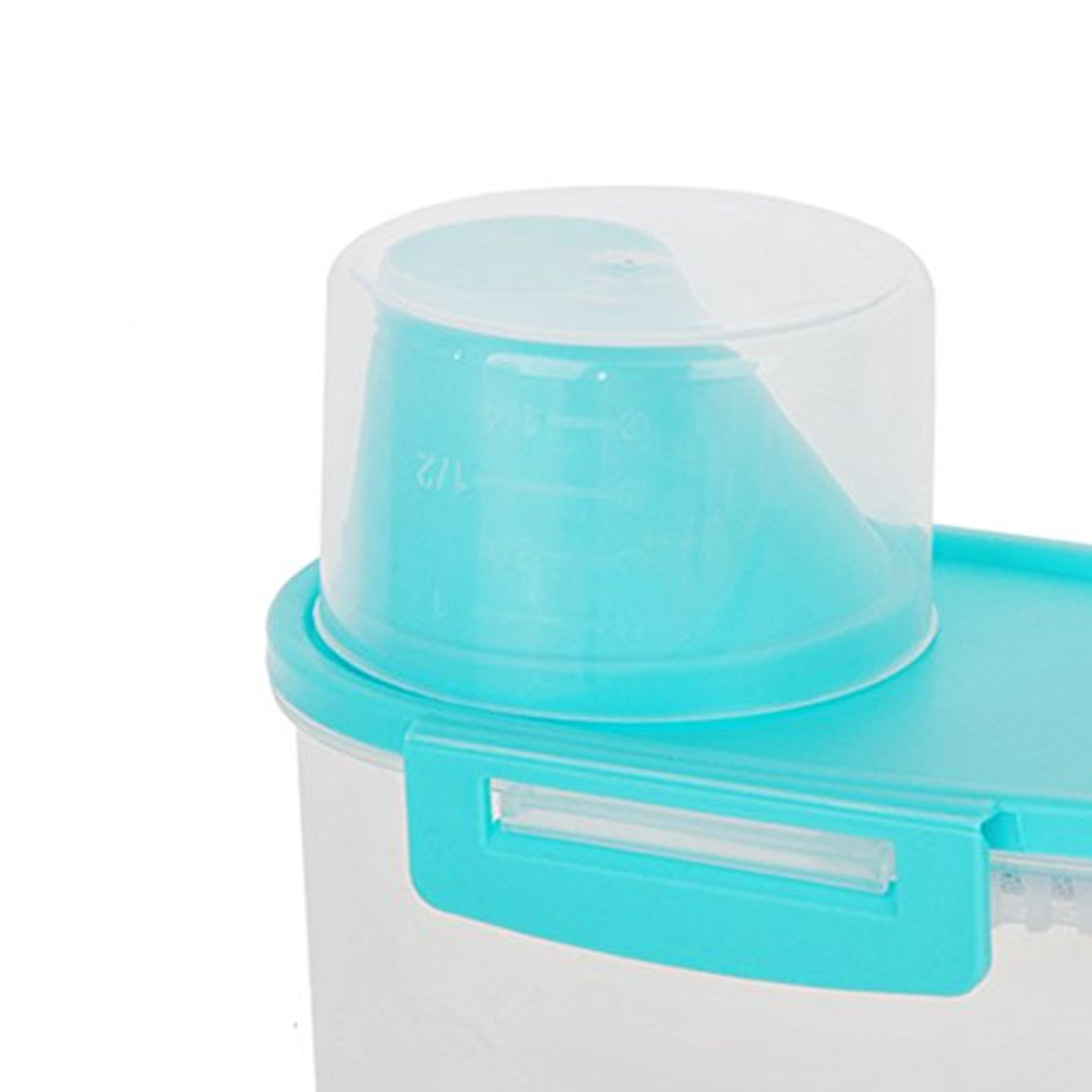 PISSION Pet Food Storage Container with Graduated Cup and Seal Buckles Food Dispenser for Dogs Cats (Blue)