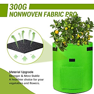 WEEDING 4 Pack 7 Gallon Grow Bags, Heavy Duty Potato Grow Plant Bag with Durable Handles, Thickened Non-Woven Fabric Growing Planter Pots Indoor&Outdoor, Garden Bags to Grow Vegetables(Green&Grey)