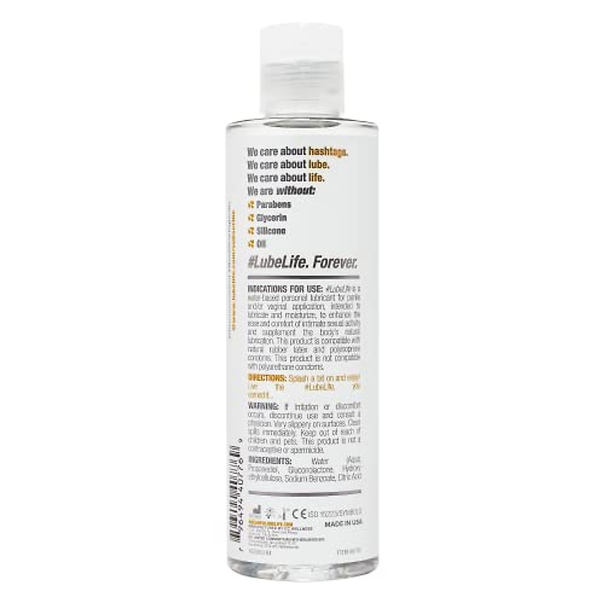 Lube Life Water-Based Personal Lubricant, Lube for Men, Women and Couples, Non-Staining, 8 Fl Oz