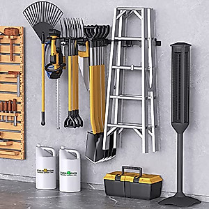 Venkuber Garage Storage, Garden Tool Organizers Wall Mount Broom Holder Shovel Hanger Heavy Duty Shelving Rack Hanging Hooks Power Tool Organization for Yard Shed Basement