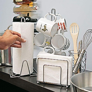 Southern Homewares SH-10297 Full Kitchen Accessory Set, Chrome Paper Towel & Utensil Holder, Napkin Container, Hangers, One Size
