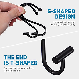 Lurrose 12Pcs Shower Curtain Hooks, Shower Curtain Rings Metal Shower Curtain Hooks for Bathroom Shower Kitchen Bedroom