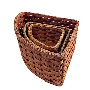 Amish Corner Storage Handmade Solid Oak Woven Wicker Basket (Large)