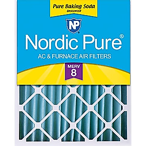 Nordic Pure 16x20x4 MERV 8 Pure Baking Soda Odor Reduction AC Furnace Air Filters 1 Pack
