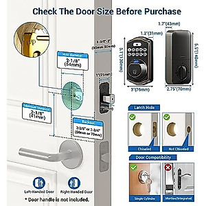 Veise Fingerprint Door Lock, Keyless Entry Door Lock, Electronic Keypad Deadbolt with Keys, Biometric Smart Locks for Front Door, Auto Lock, Anti-Peeking Password, Easy Installation, Oil Rubbed Bronze