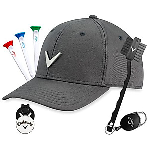 Callaway Golf Hat & Golf Accessories Gift Set with Hat Clip, Golf Ball Marker, Golf Club Brush & Plastic Golf Tees