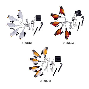Bird String Lamp, Solar LED Fairy Lights Acrylic Solar Powered Bird String Light for Home Patio Yard Garden Decor(White and Yellow)