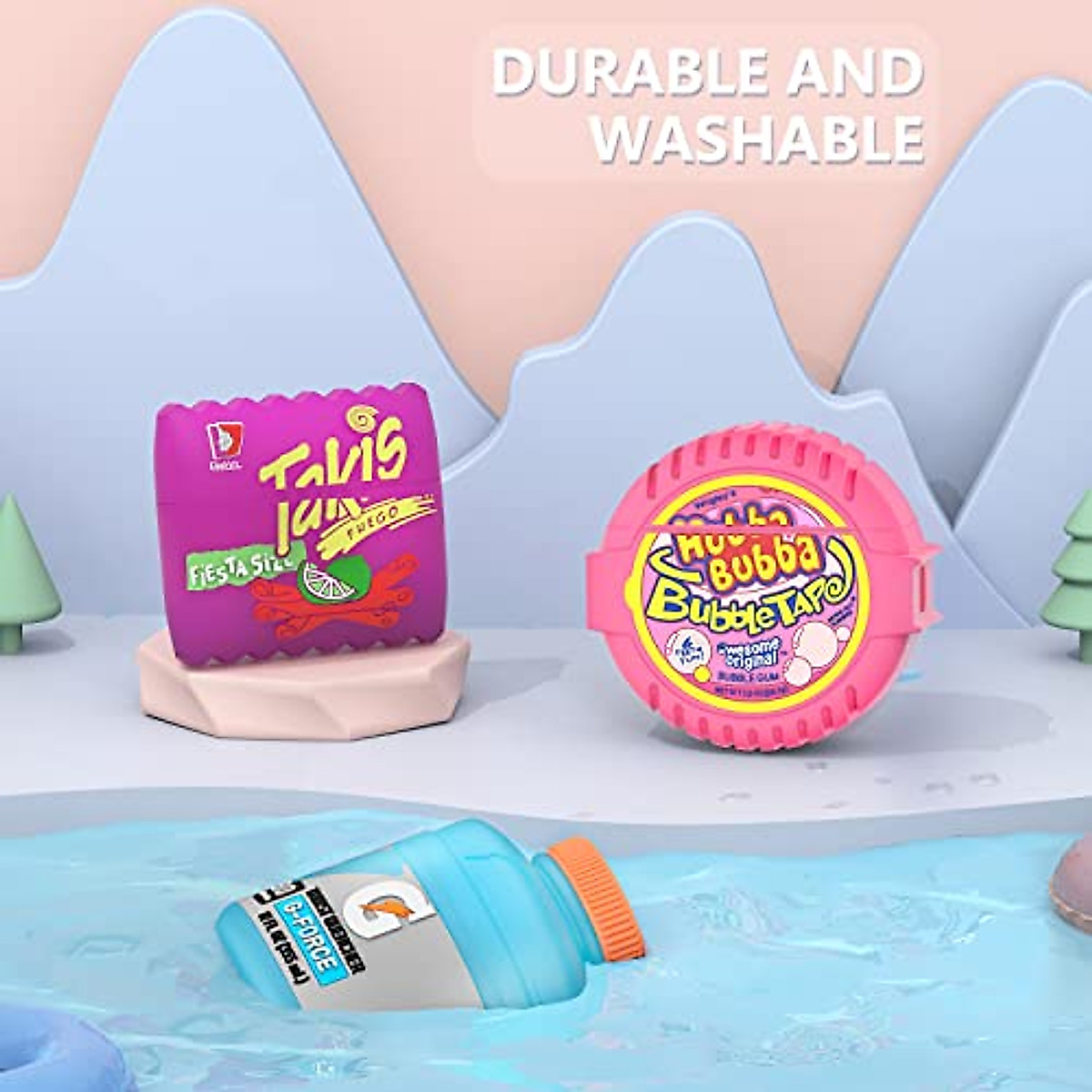 [3Pack] Cute Silicone Cover for Airpod Pro 2 Generation,Sport Water+Bubble Gum+Purple Potato Funny 3D Food Protective Cases Accessories for Airpods Pro 2nd Generation,Kawaii Case for Boys Girls Kids