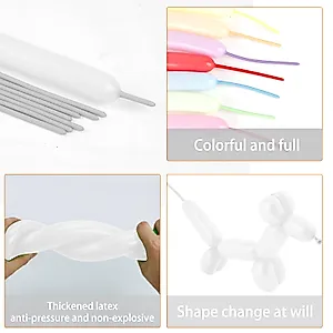 260 Balloons, 50pcs Long Balloons, White 260 Balloons, Long Balloons for Balloon Arch, Balloon Animals Kit, Balloons for Balloon Animals, Long Balloons Twisting Balloons