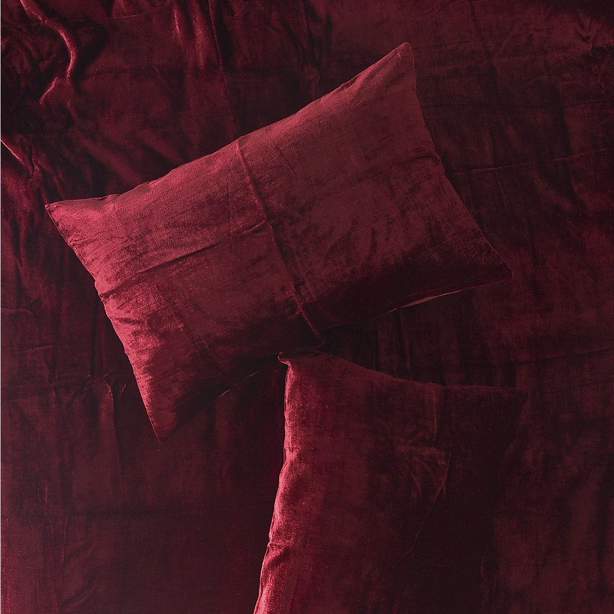 Madhu International Wine Red Velvet Duvet Cover - Made of Premium Rayon Velvet - Twin Size Duvet and Pillow Cover Set of 3 - Luxury Boho Bedding - UO Comforter Cover Quilt - 68 inches x 90 inch