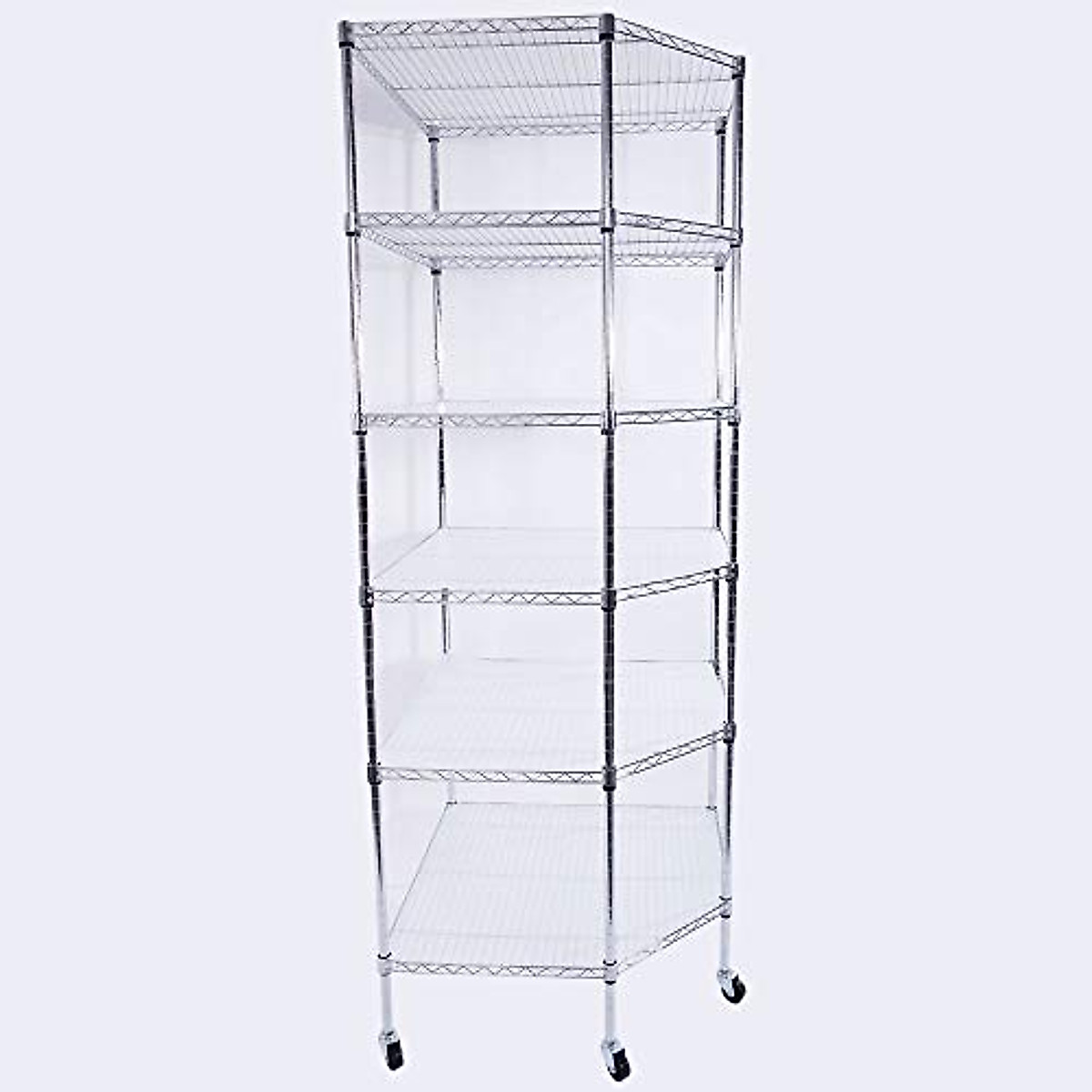 HOMEN 6 Tiers Corner Shelf Adjustable Metal Storage Wire Shelving Unit (Silver)