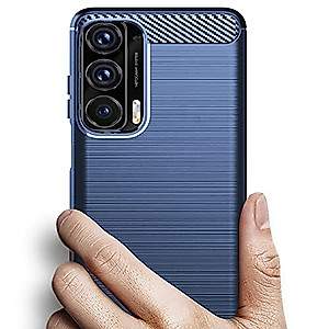 Osophter for Moto Edge 2021 Case,Moto Edge 5G UW Case with 2pcs Screen Protector Shock-Absorption Flexible TPU Rubber Protective Cell Phone Cover for Motorola Moto Edge(2021)(Navy Blue)