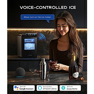 ecozy Smart Nugget Ice Maker Countertop, First Full-Color Smart Panel Ice Machine with APP Control, Double-Layer Insulation, 44 lbs/24H Soft Pellet Chewable Ice, Pull-Out Water Tank, Self-Cleaning
