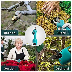 Anbull Electric Pruning Shears, Cordless Pruner with 2Pcs 21V Backup Rechargeable Lithium Battery Powered Tree Branch Pruner for Gardening, 1.26 Inch (32mm) Cutting Diameter Electric Shear (Green)