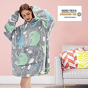 Chavish Wearable Blanket Hoodie Oversized, Glow in The Dark Soft Plush Warm Hooded Blanket Sweatshirt for Adults Women Men Kids
