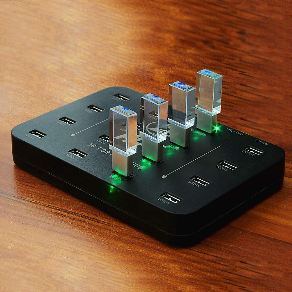 32GB USB 2.0 Flash Drive Crystal Blue LED Light Transparent Glass Pen Drive Cute Mini Memory Stick Gift for Boy Girls Kids Adults Thumb Drives Pendrive