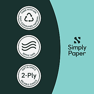 Simply Paper 2-Ply Bath Tissue – Unscented, Septic Safe Toilet Paper Rolls – 24 Pack Soft Toilet Paper Made in USA – 400 Sheets Per Roll, 24 Pack
