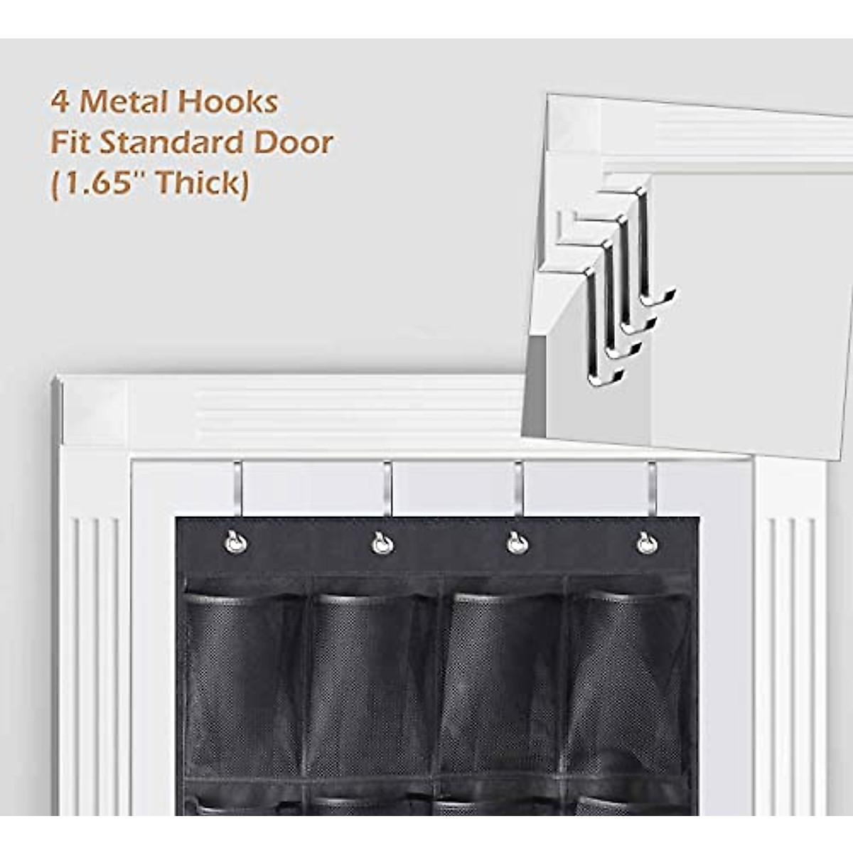 SLEEPING LAMB 24 Large Mesh Pockets Over The Door Shoe Rack Breathable Hanging Shoe Organizer for Closet, Door Shoe Holder for Men Sneaker, Black