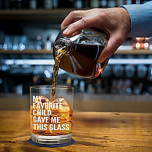 My Favorite Child Gave Me This Funny Whiskey Glasses Gifts for Dad Mom - Novelty Birthday Gifts for Parents, Men, Women, Him, Her, Mom Dad Gifts from Kids, Daughter, Son, Present for Parents, 11 oz