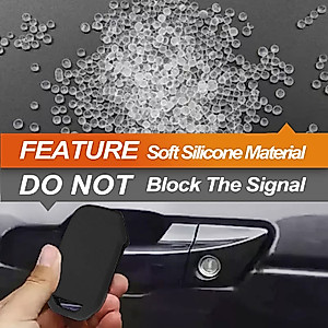 EYANBIS Silicone Key Fob Cover Fit for Ford Fusion F150 F250 F350 F450 F550 Edge Explorer Escape Explorer Mustang Bronco 5 Button Key Fob | Car Accessories | Remote Key Protection Case - Black & Black