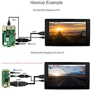 7inch HDMI LCD (H) (with case) 1024x600 Capacitive Touch Screen IPS Display HDMI Monitor with Toughened Glass Cover Case for Raspberry Pi 4/3/2/1 B B+ A+/Jetson Nano/Windows 10