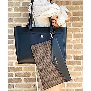 Michael Kors Maisie Large Pebbled Leather 3-IN-1 Tote Bag (Black Brown Multi)