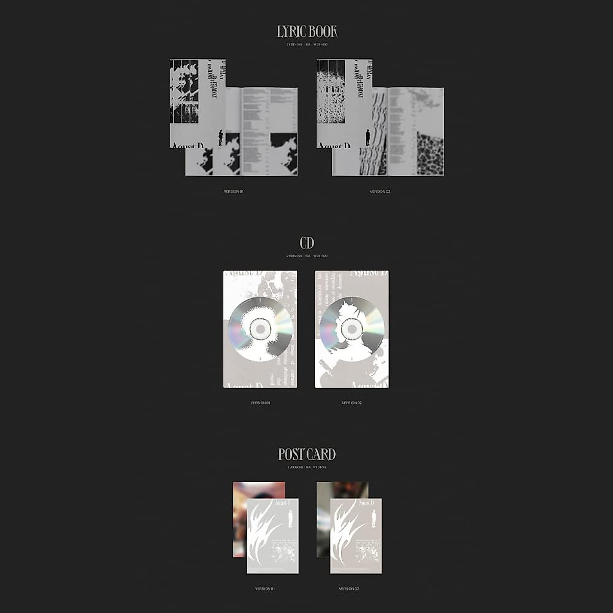Genie Music - Agust D (SUGA) D-Day Album+Pre-Order Benefit (2 ver. SET : 1 Photocard + 2 Detachable Card Pocket Set)