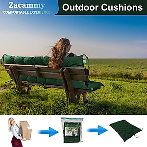 Zacammy Porch Swing Replacement Cushion for 3 Seat - Outdoor Waterproof Patio Furniture loveseat Cushions with Backrest - Thicken 4''Garden Bench Furniture (Dark Green, Outdoor Cushions 40x71in)