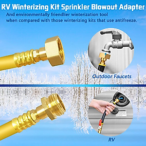 RV Winterizing Kit, 12" RV Winterize Blowout Adapter with Shut Off Valve, Air Compressor Quick Connect Blow Out Fitting Plug, 3/4" Garden Hose Thread for Faucet Boat Camper Travel Trailer, Motorhome