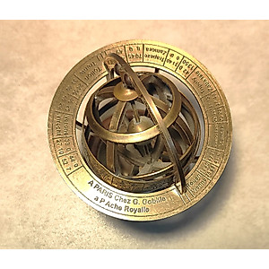 Karv Instruments Antique Brass 6" Decorative Armillary Sphere Globe Astrolabe Zodiac Engraved Celestial Globe Wooden Base