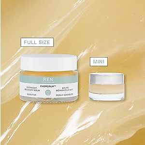 REN Clean Skincare - Evercalm™ Mini Overnight Recovery Balm - Skin Barrier Repairing In-Sleep Face Balm for Dry, Damaged & Sensitive Skin, Cruelty-Free, 0.5 fl oz